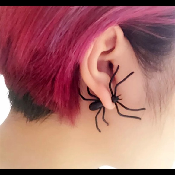 Jewelry | One Pc Creepy Black Spider Ear Stud Earring | Poshmark